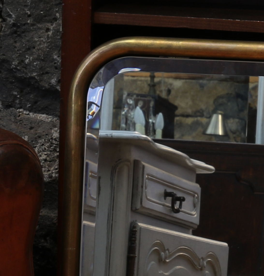John Stephens & Company | Custom Antiqued Brass Tube Mirror (Stock ...